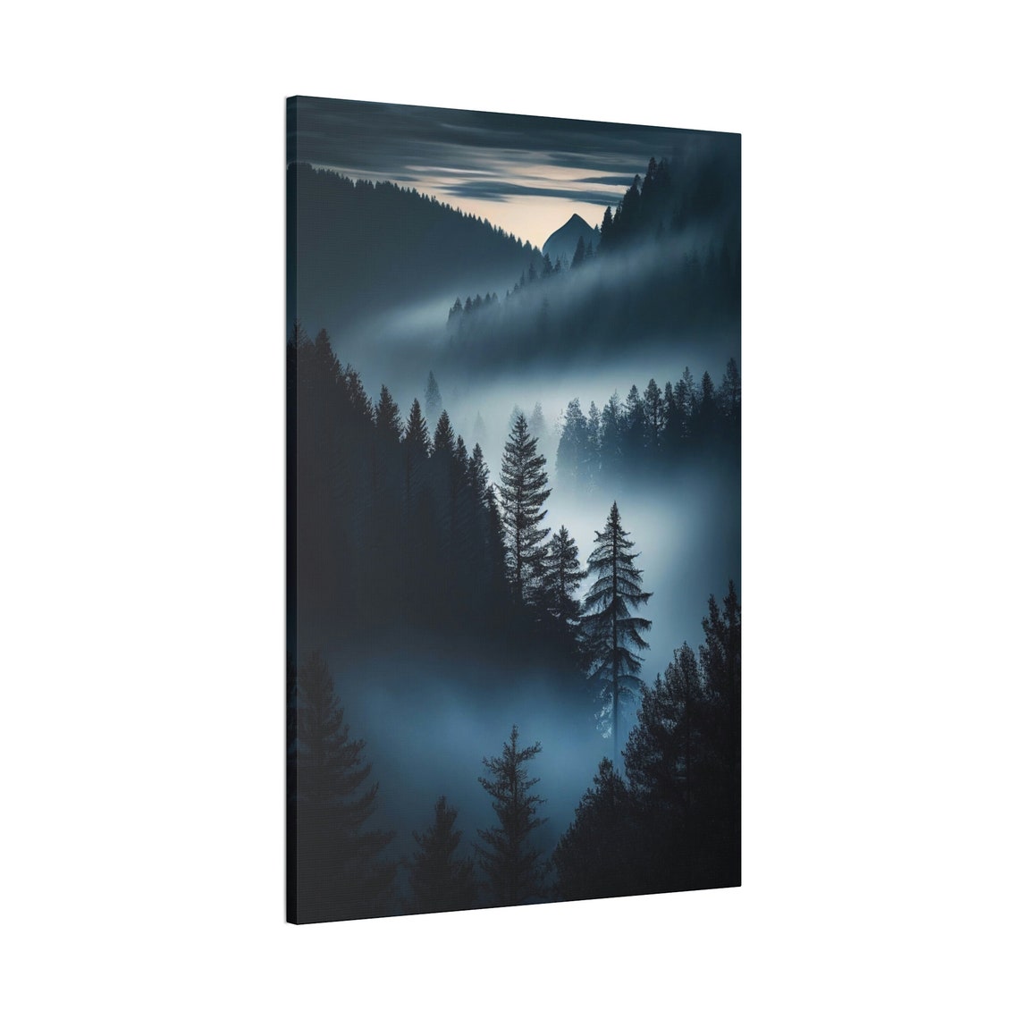 Mountain Landscape Canvas | Dark Fog Forrest Print | Trees Wilderness ...