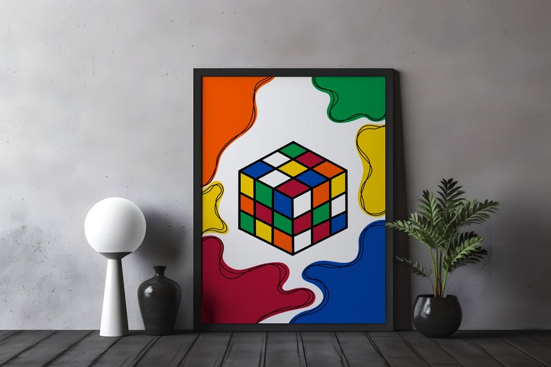 Rubik's Cube Artwork, Rubik's Cube Digital Print,art for Kids, Boho Art ...
