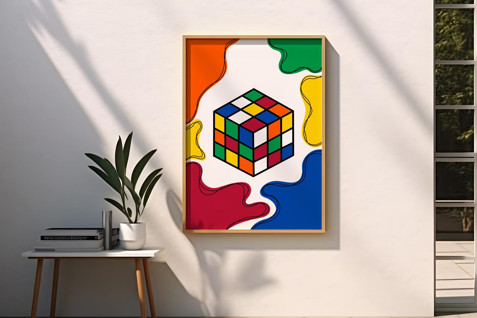 Rubik's Cube Poster - Colorful Abstracat Wall Art | Modern Puzzle Print ...