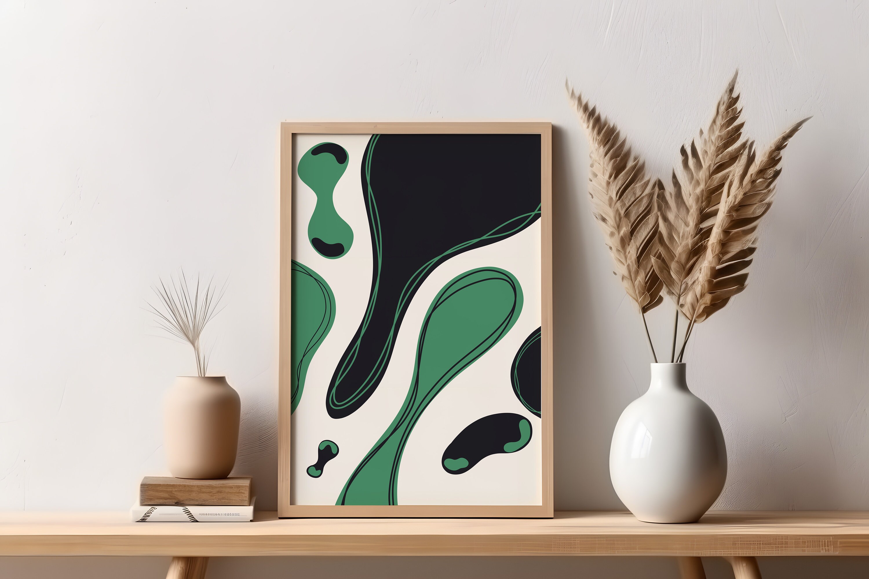 Abstract Art Print, Downloadable Print, Green and Black Wall Art ...
