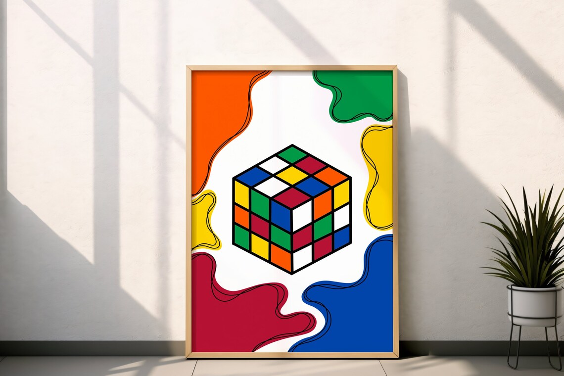 Rubik's Cube Artwork, Rubik's Cube Digital Print,art for Kids, Boho Art ...