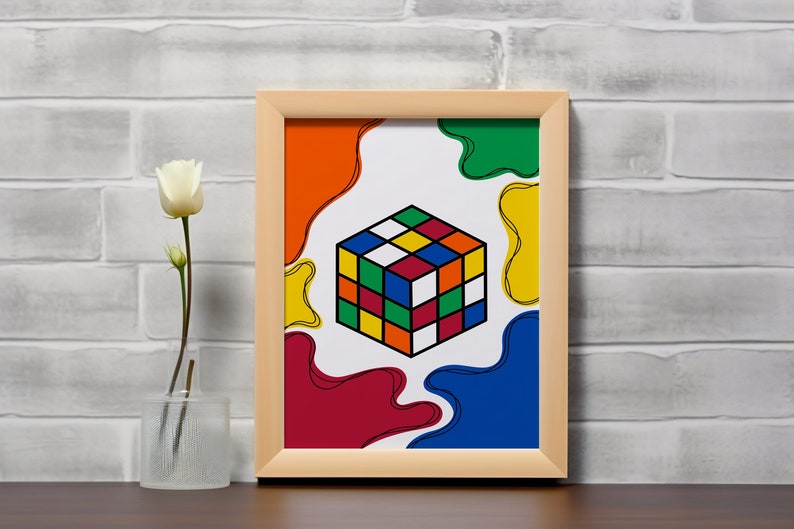 Rubik's Cube Artwork, Rubik's Cube Digital Print,art for Kids, Boho Art ...