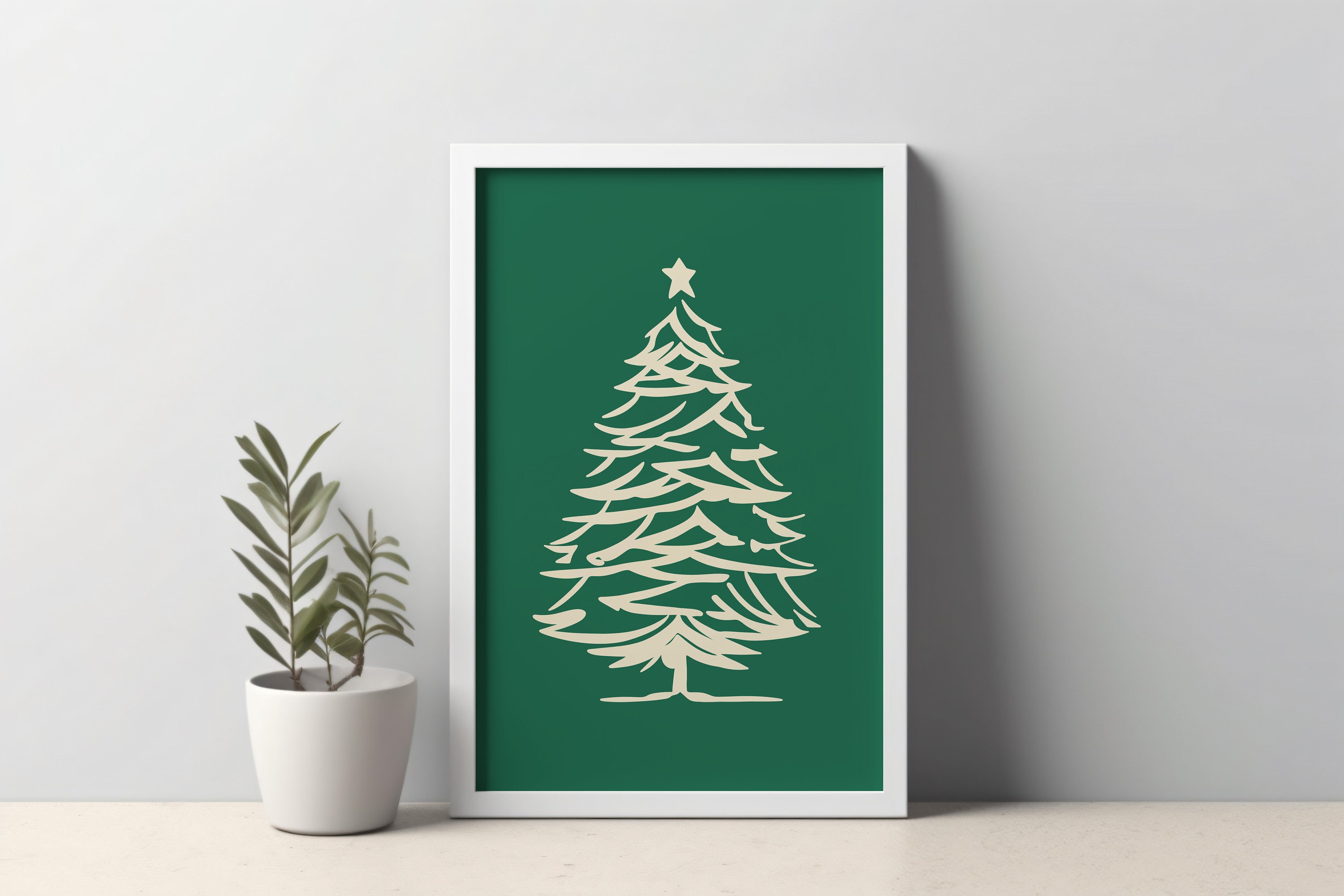 Christmas Tree Art Print, Christmas Wall Art, Neutral Christmas Art ...