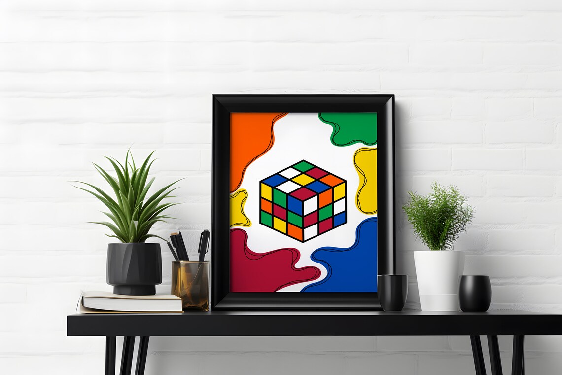 Rubik's Cube Artwork, Rubik's Cube Digital Print,art for Kids, Boho Art ...