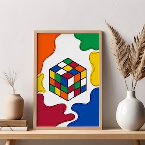 Rubik's Cube Artwork, Rubik's Cube Digital Print,art for Kids, Boho Art ...