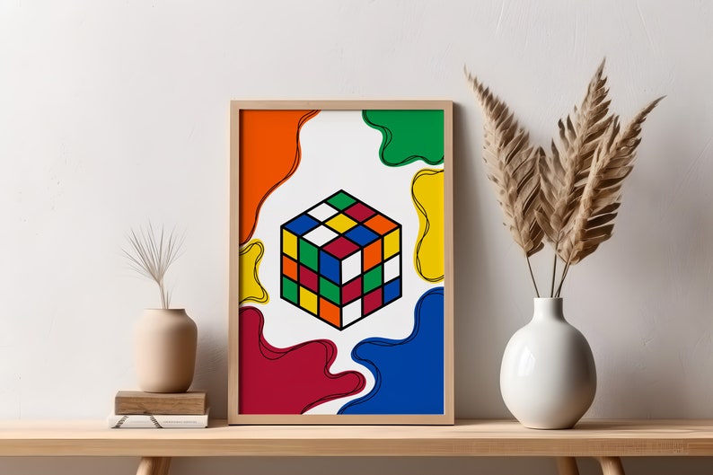 Rubik's Cube Artwork, Rubik's Cube Digital Print,art for Kids, Boho Art ...