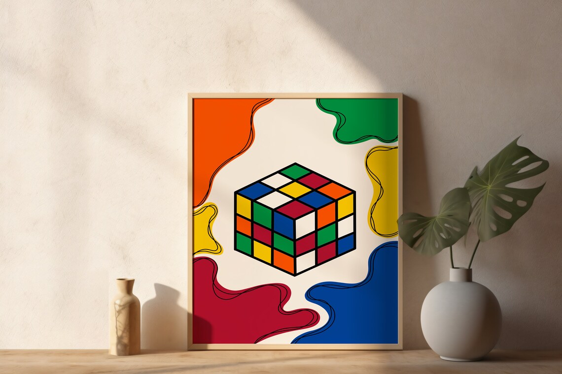 Rubik's Cube Artwork, Rubik's Cube Digital Print,art for Kids, Boho Art ...