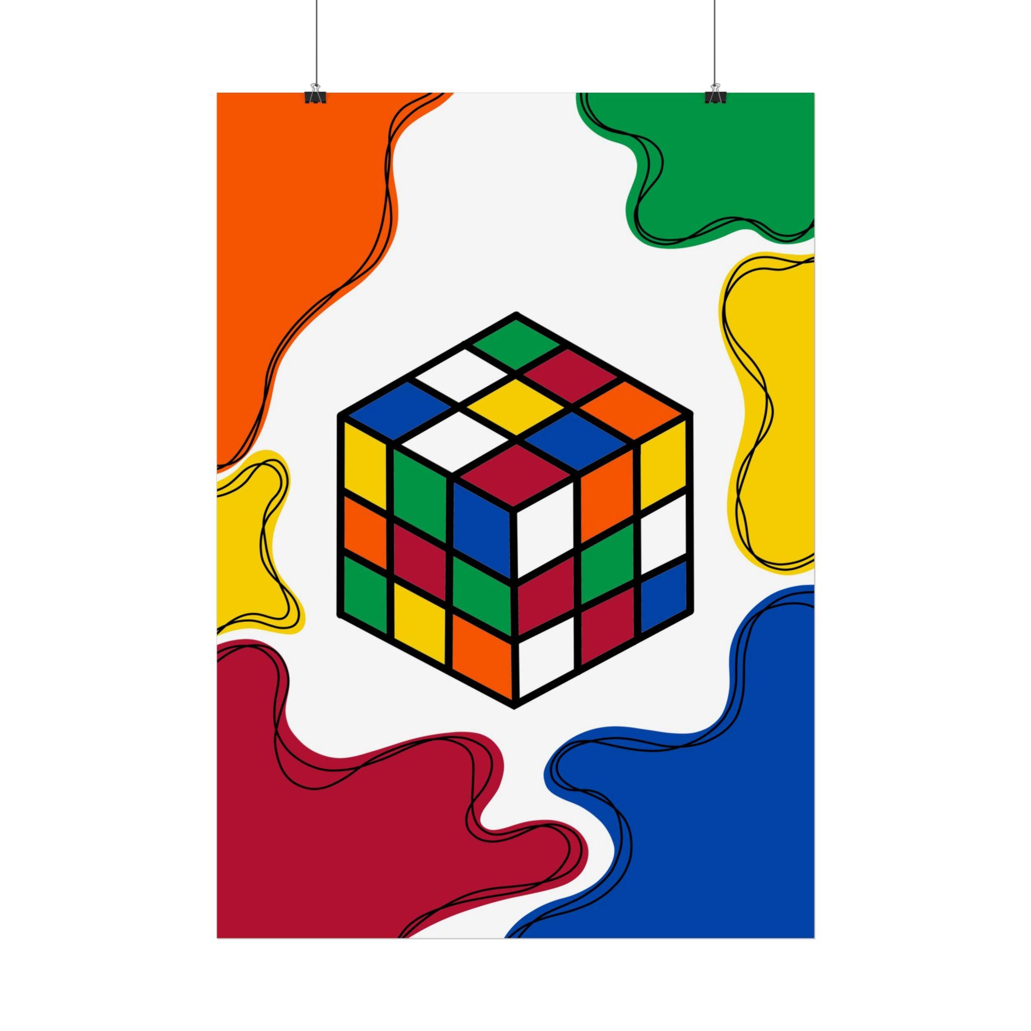 Rubik's Cube Poster - Colorful Abstracat Wall Art | Modern Puzzle Print ...