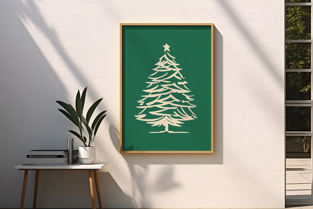 Christmas Tree Art Print, Christmas Wall Art, Neutral Christmas Art ...