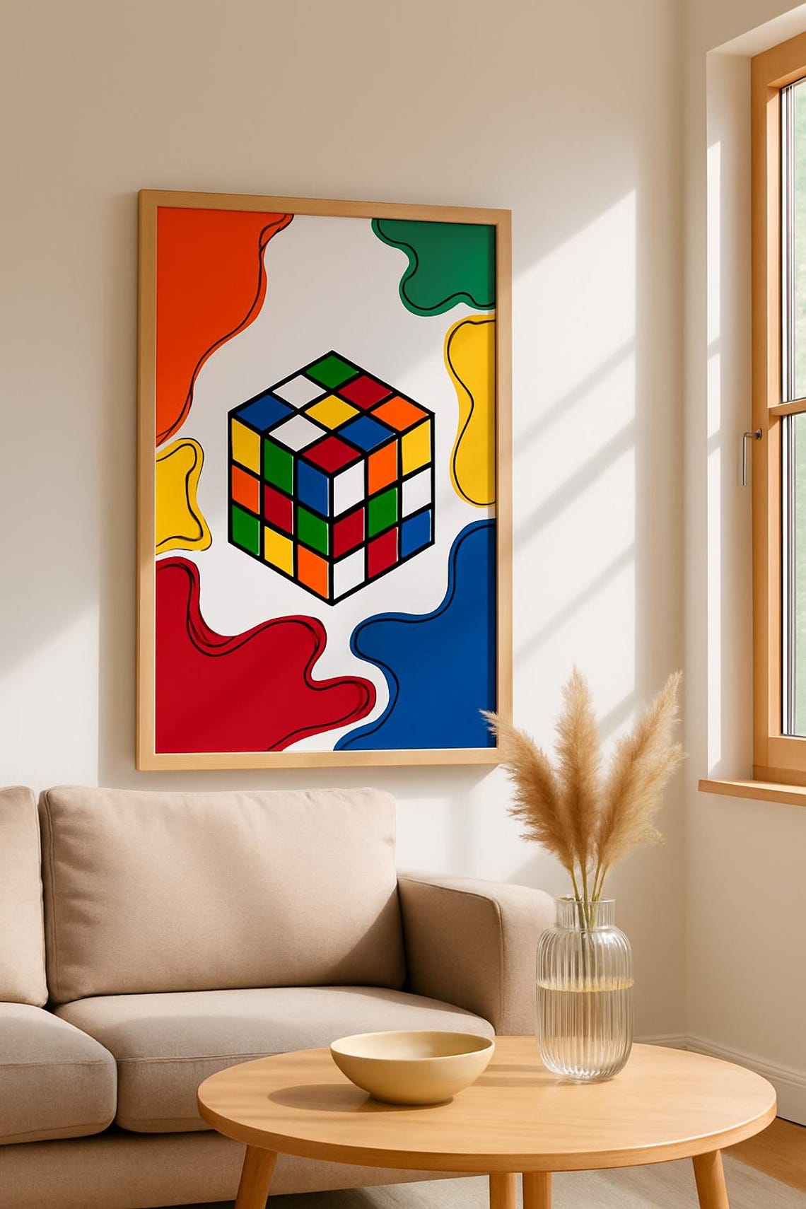 Rubik's Cube Poster - Colorful Abstracat Wall Art | Modern Puzzle Print ...