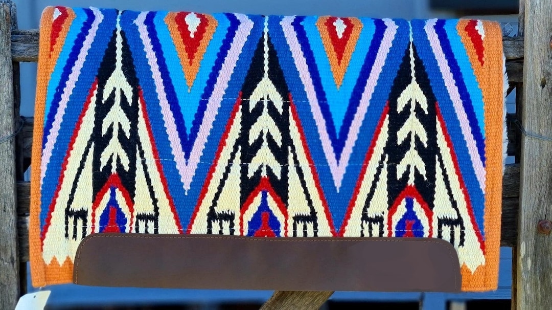 Blue and Orange Western Saddle Pad/blanket, Woolen Show Pad for Horse ...