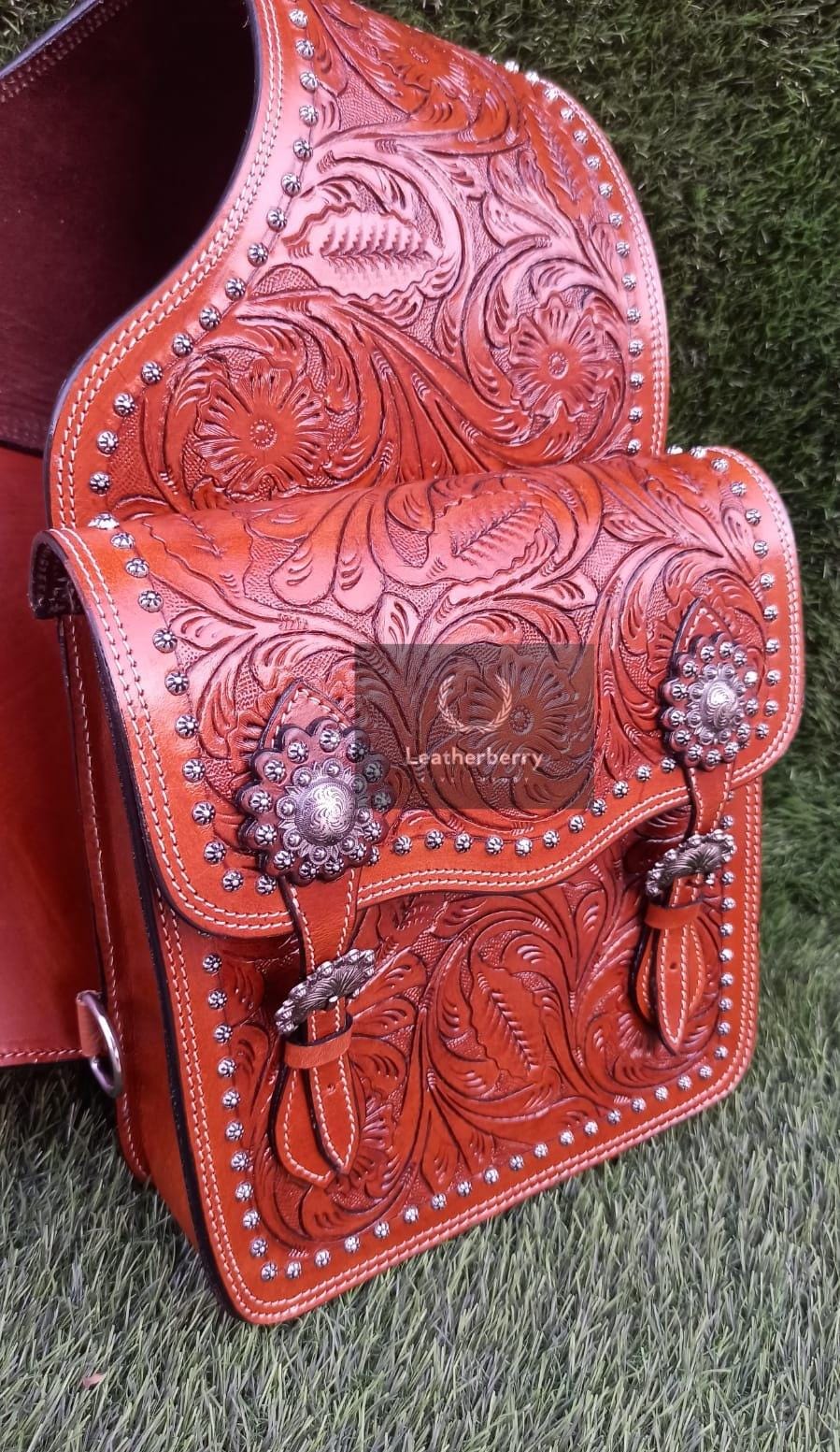 Handmade Western Trail Saddle Bag for Horse Riding, Genuine Leather ...
