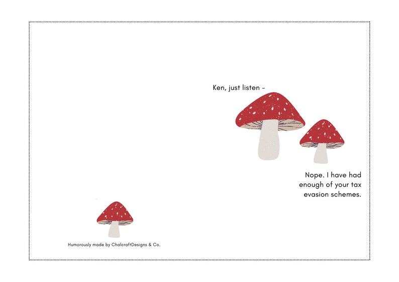 Mushrooms Talking Funny Unique Printable Digital Greeting Card Standard ...