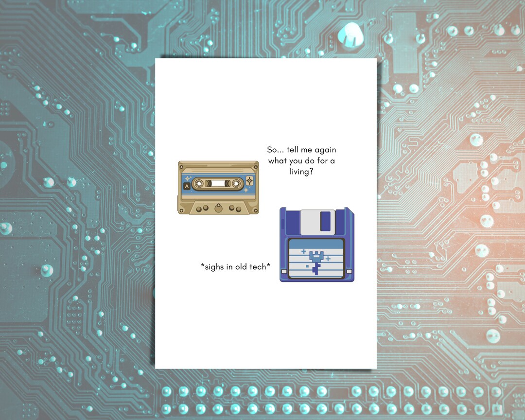 Old Tech Greeting Card Funny Unique Printable Digital Casette - Etsy