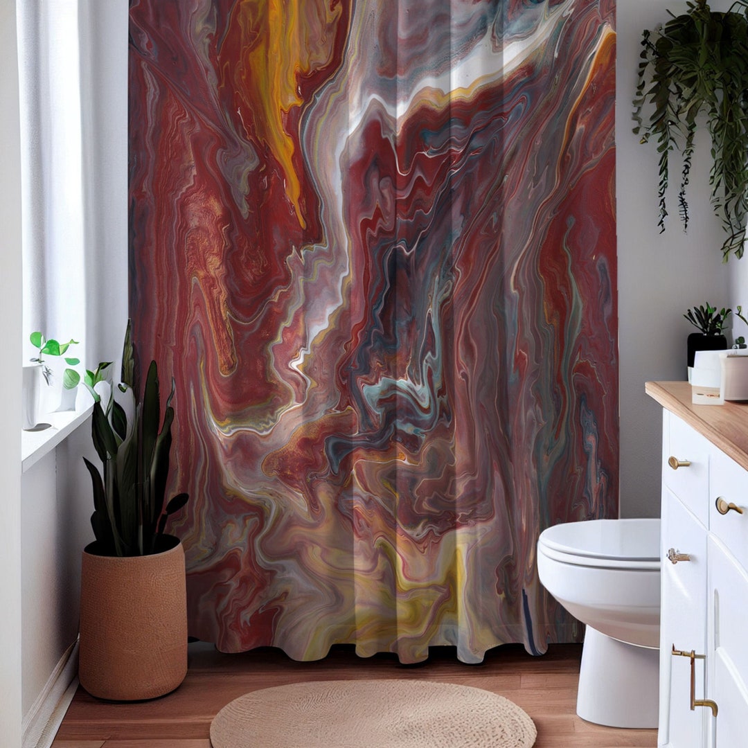 Abstract Art Shower Curtain, Contemporary Shower Curtain, Southwestern ...