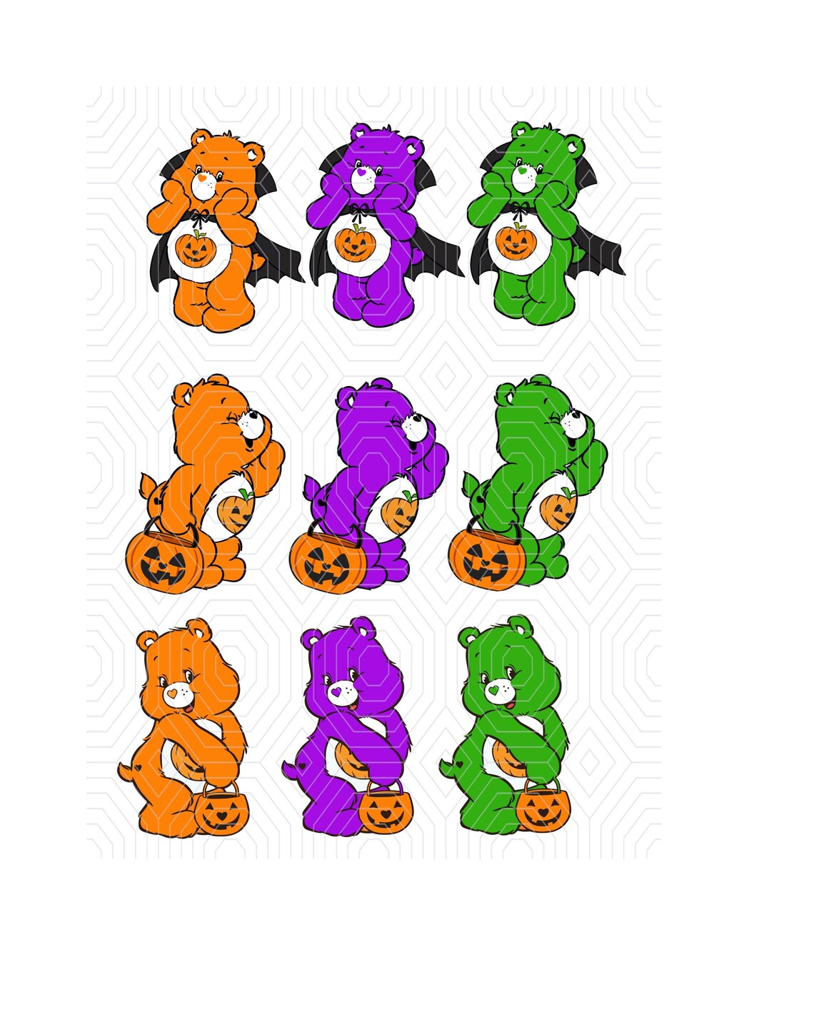 Care Bear Halloween Pumpkin Bears PNG/EPS/TIFF - Etsy