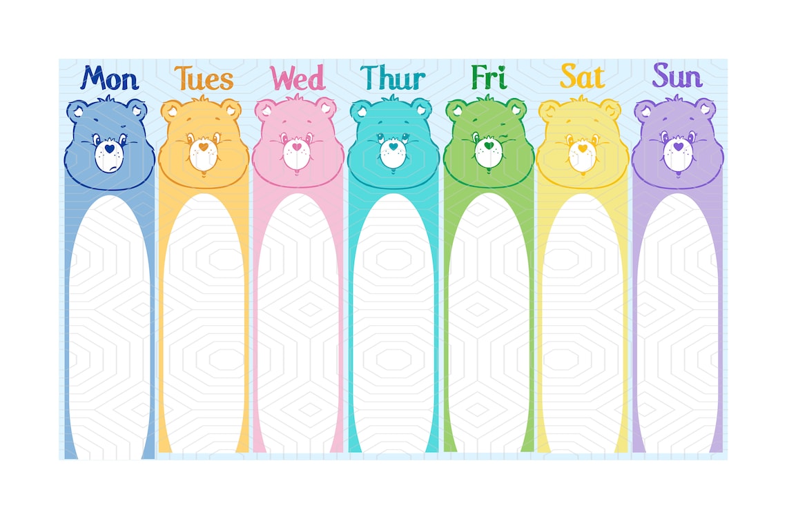 Care Bears Weekly Calendar To-do Printable - Etsy