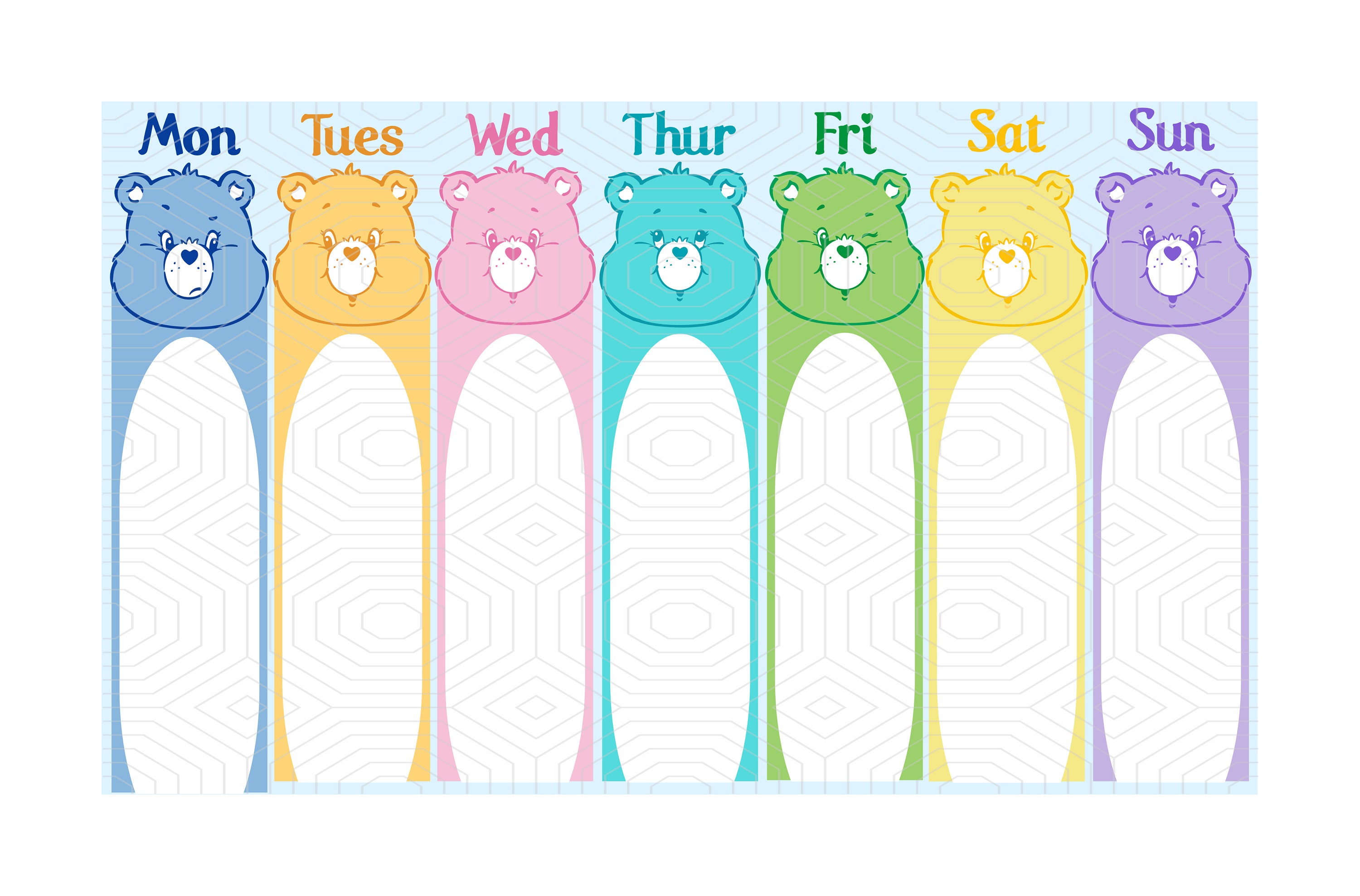 Care Bears Weekly Calendar To-do Printable - Etsy