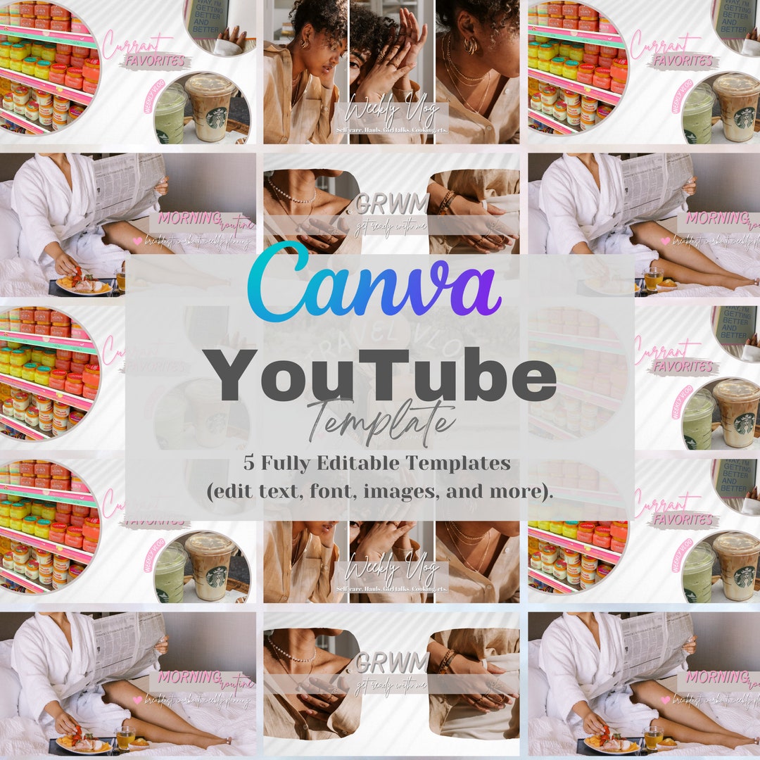Youtube Channel Thumbnail Template Bundle, Minimal Youtube Thumbnails ...