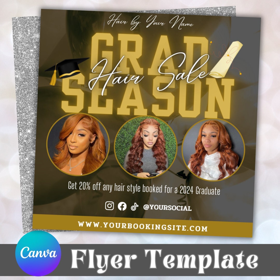 Graduation Flyer Template, 2024 Graduation Editable Flyer Invite, Hair ...