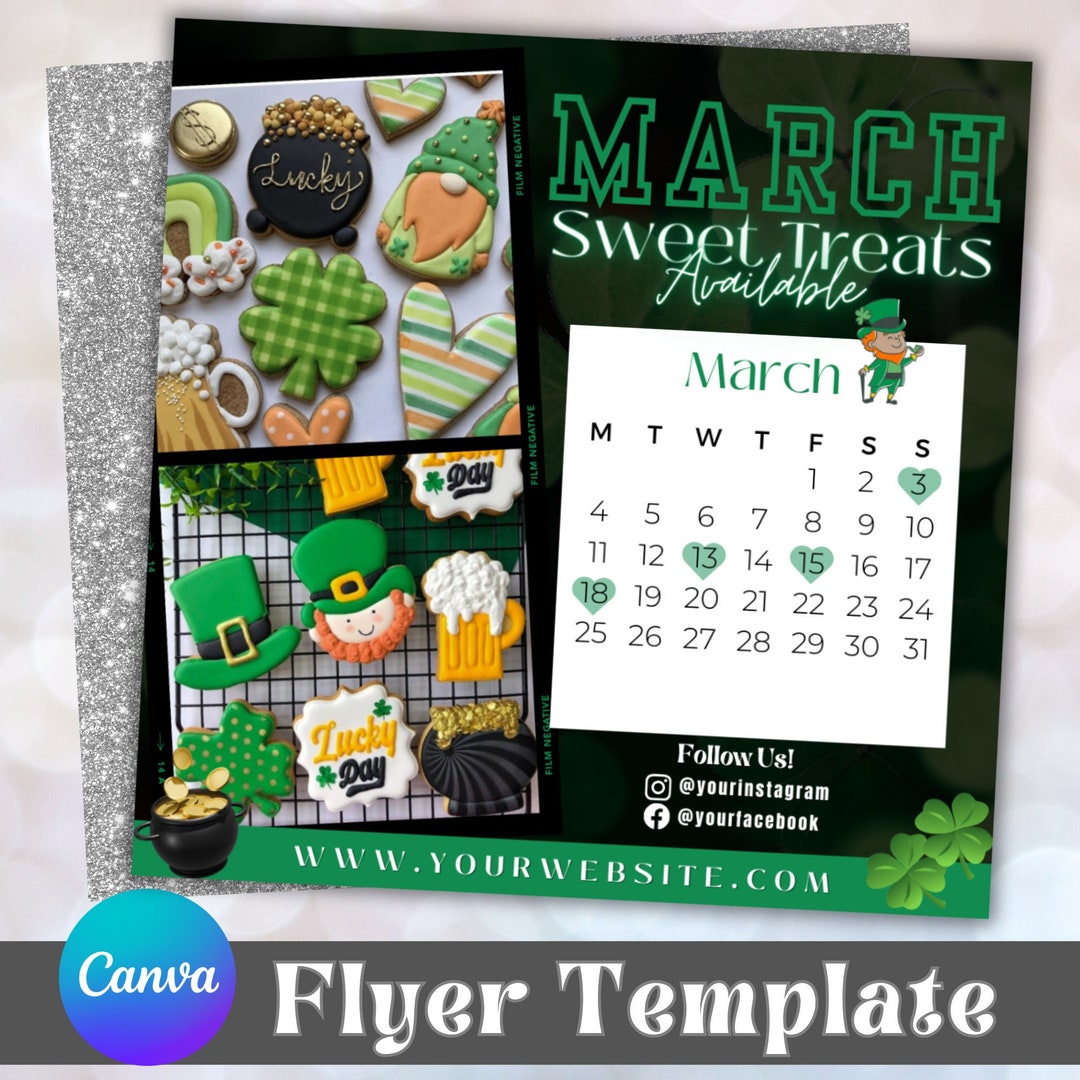 March Sweets and Treats Flyer Template, DIY Baking Dessert Flyer, St ...