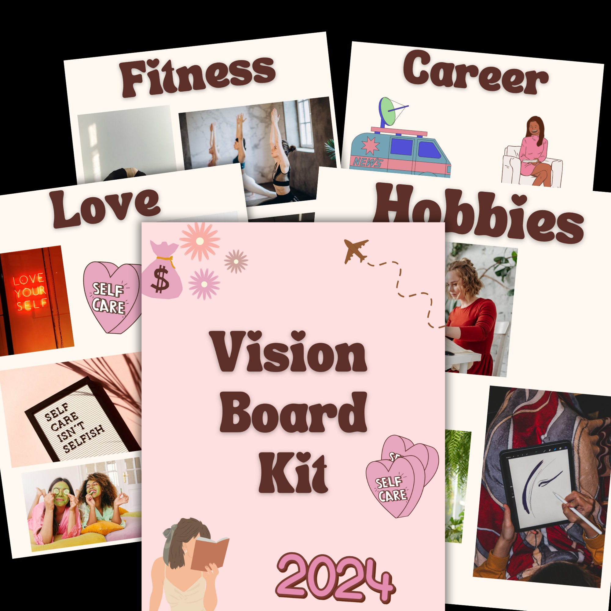 2024 Vision Board Printable Kit, 2024 Vision Board Template, Vision ...