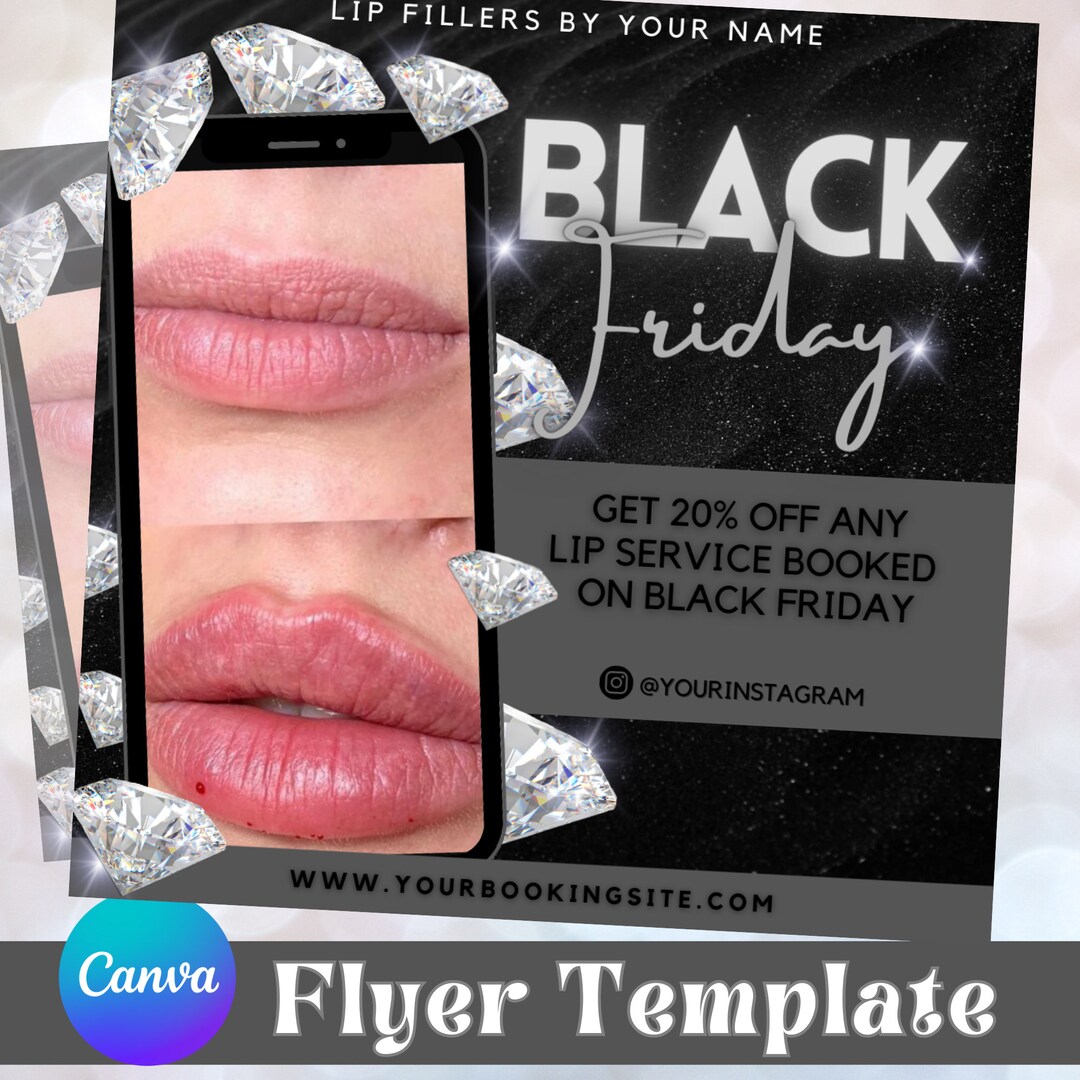 Lip Fillers Flyer Template,black Friday Sale Flyer, Botox Fillers E ...