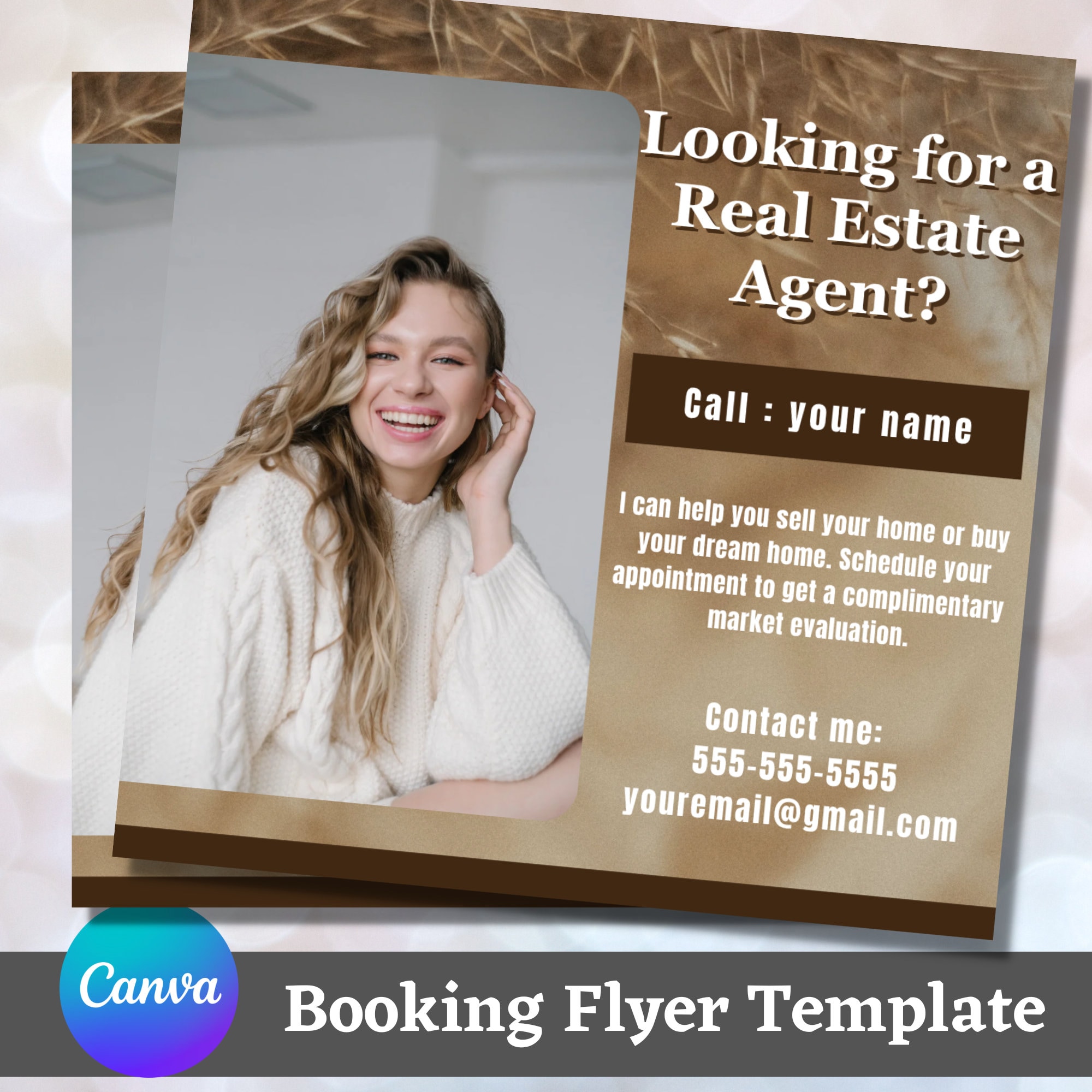 Real Estate Agent Flyer, Canva DIY Flyer Template, Real Estate ...