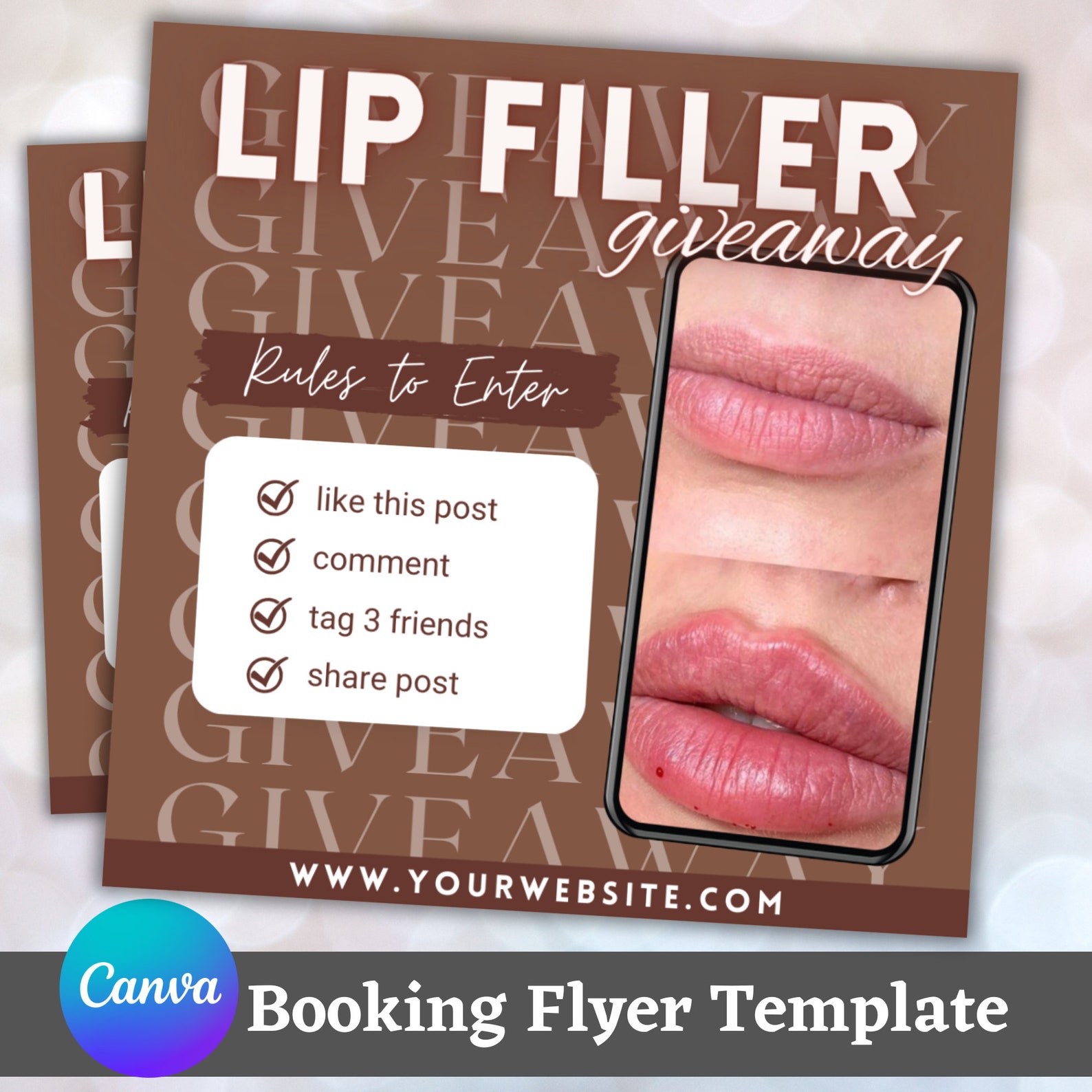 Lip Filler Giveaway Flyer Template, Lip Injections Flyer, Instagram ...