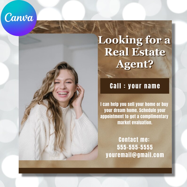 Real Estate Agent Flyer, Canva DIY Flyer Template, Real Estate ...