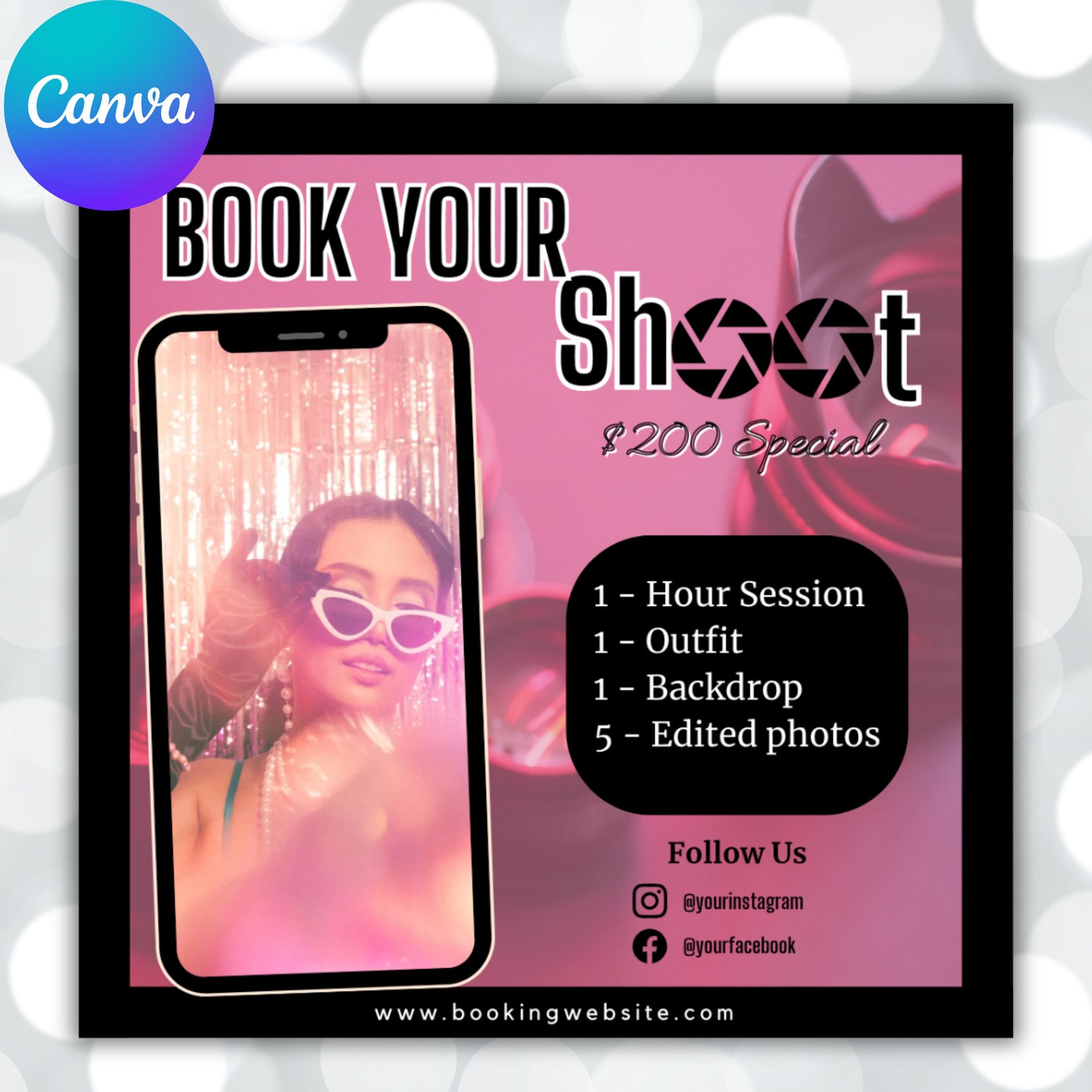 Photographer Booking Flyer, Book Your Photoshoot, Canva Flyer Template ...