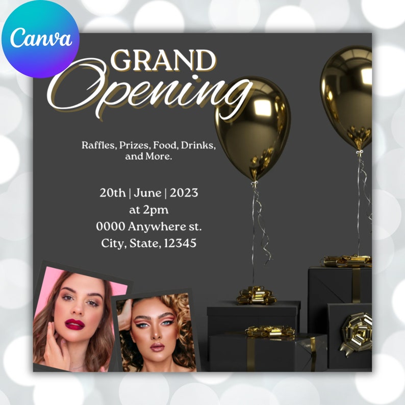 Grand Opening Canva Flyer Template, Editable Grand Opening Invite ...