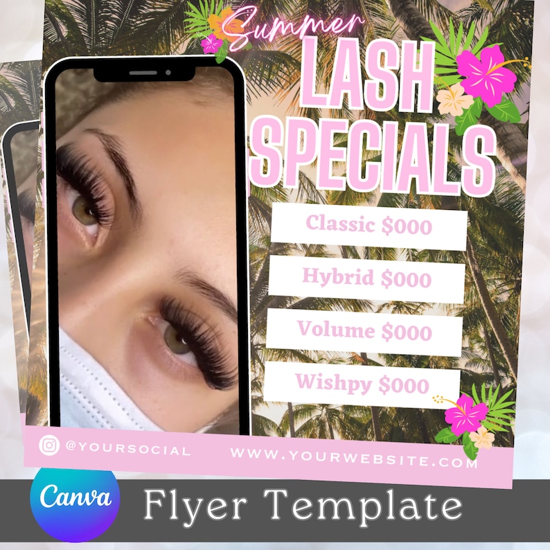 Summer Lash Extensions Flyer, Summer Lashes, June Lash Extensions Sale ...