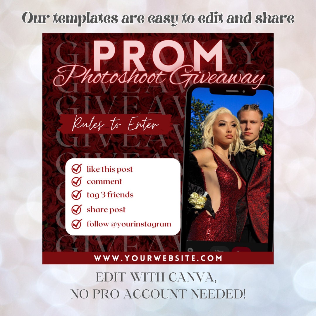 Prom Photo Shoot Giveaway Flyer, Prom Photographer Giveaway, Canva ...
