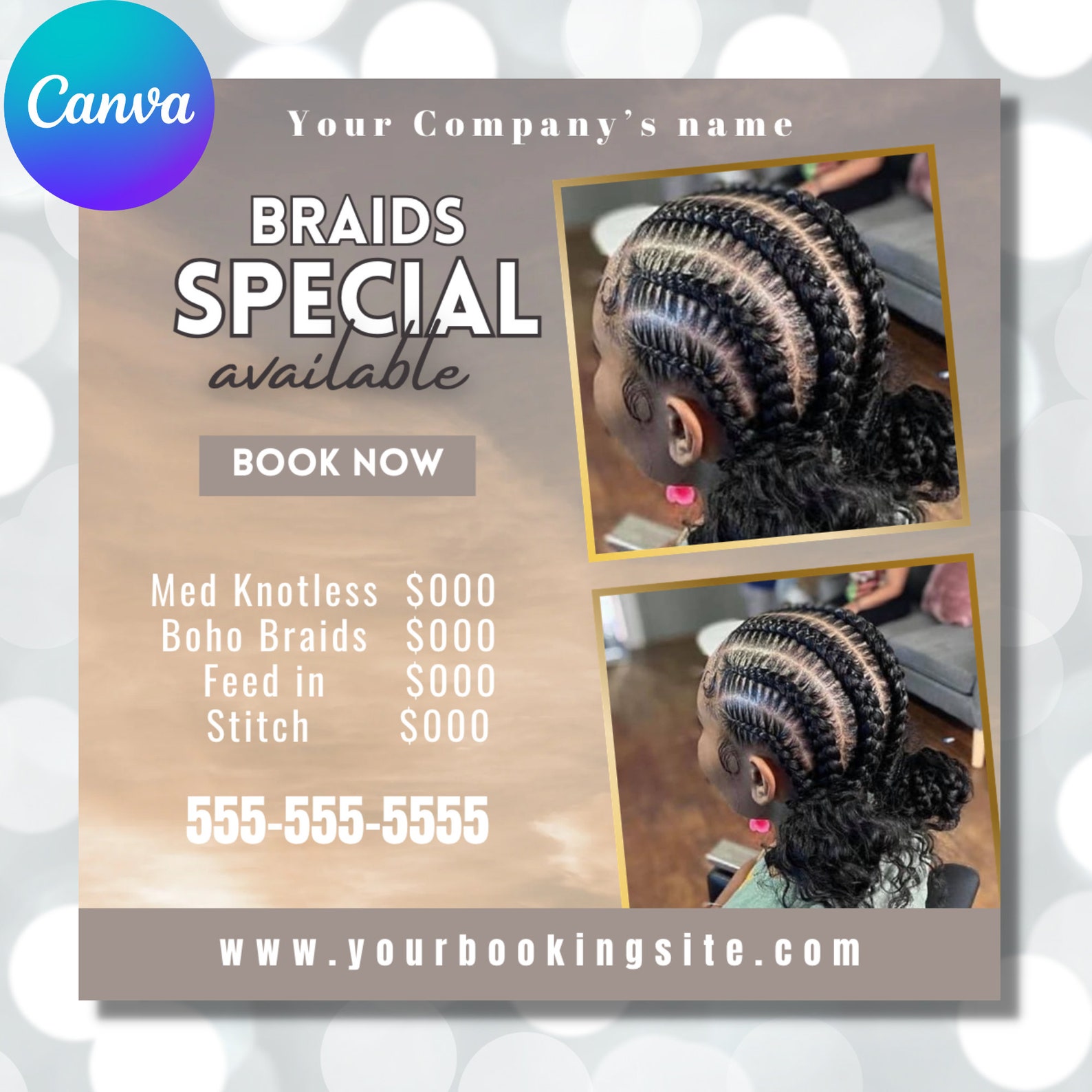 Braid Special Flyer Template, DIY Appointments Available Editable Flyer ...