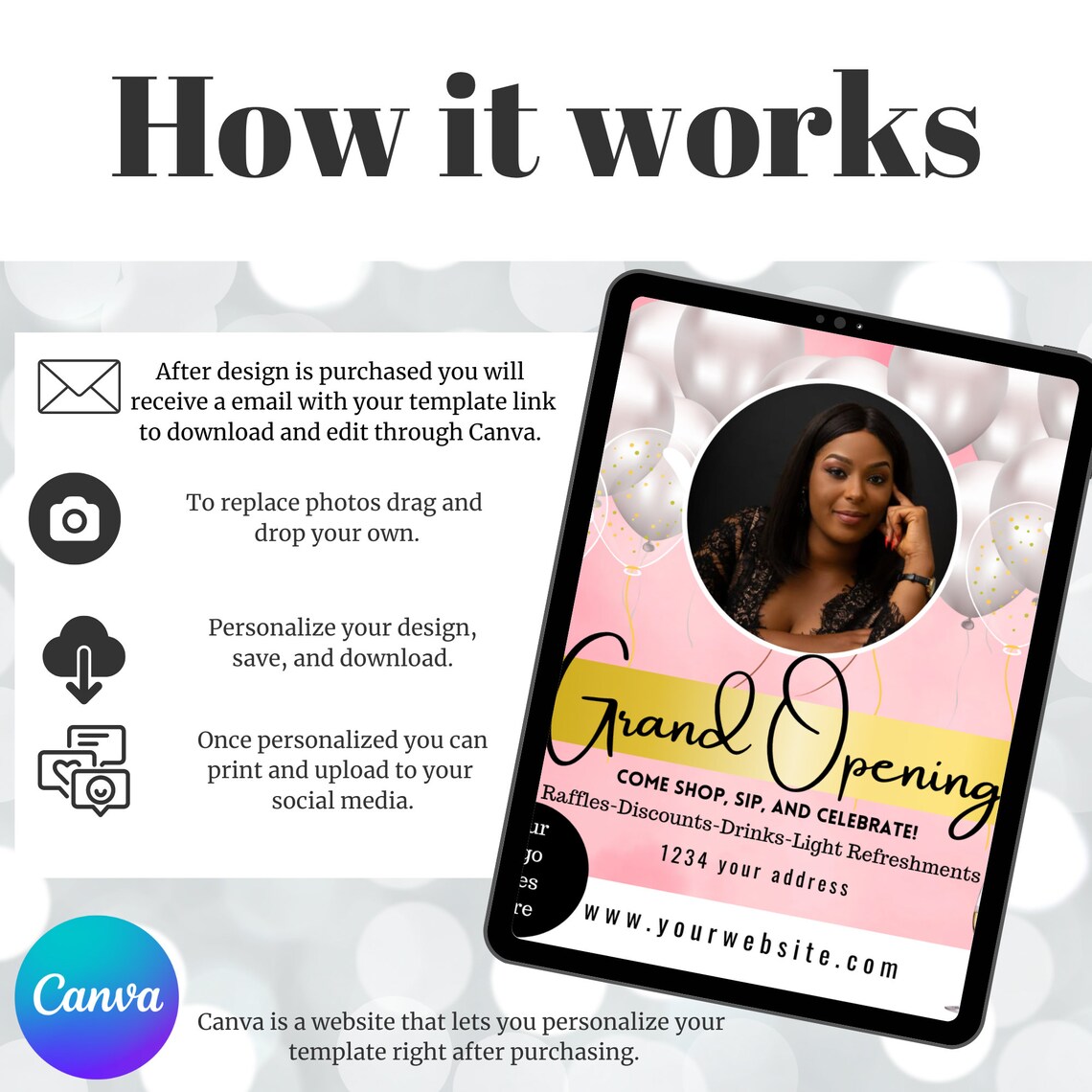 Grand Opening DIY Flyer Canva Template, Celebration Flyer, Launch Event ...