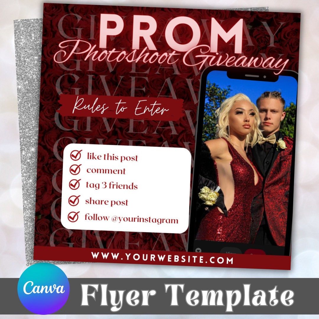 Prom Photo Shoot Giveaway Flyer, Prom Photographer Giveaway, Canva ...