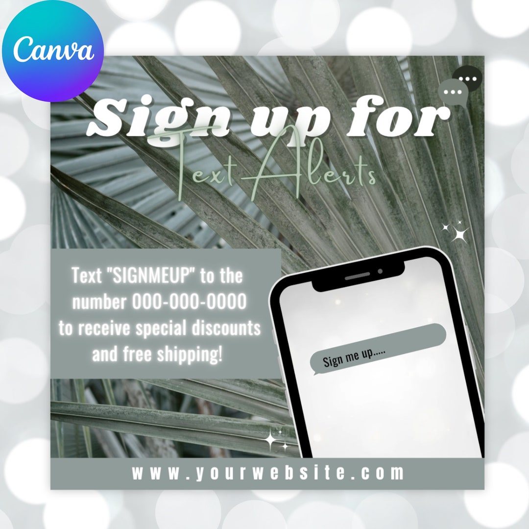 Text Alerts Flyer Canva Template Editable Sign Up Flyer Text