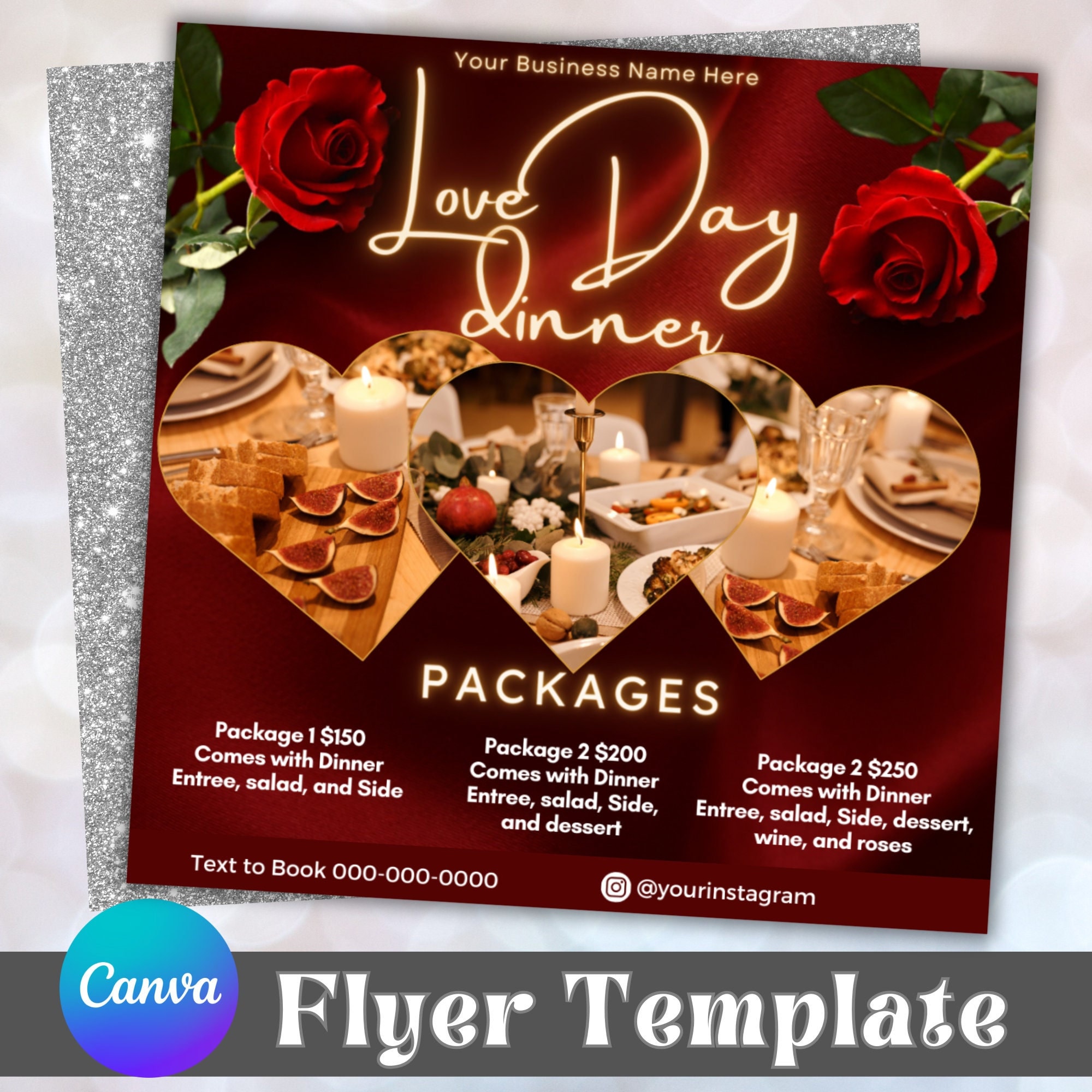 Valentines Flyer Template, Valentines Dinner Date Flyer Template, Meal ...