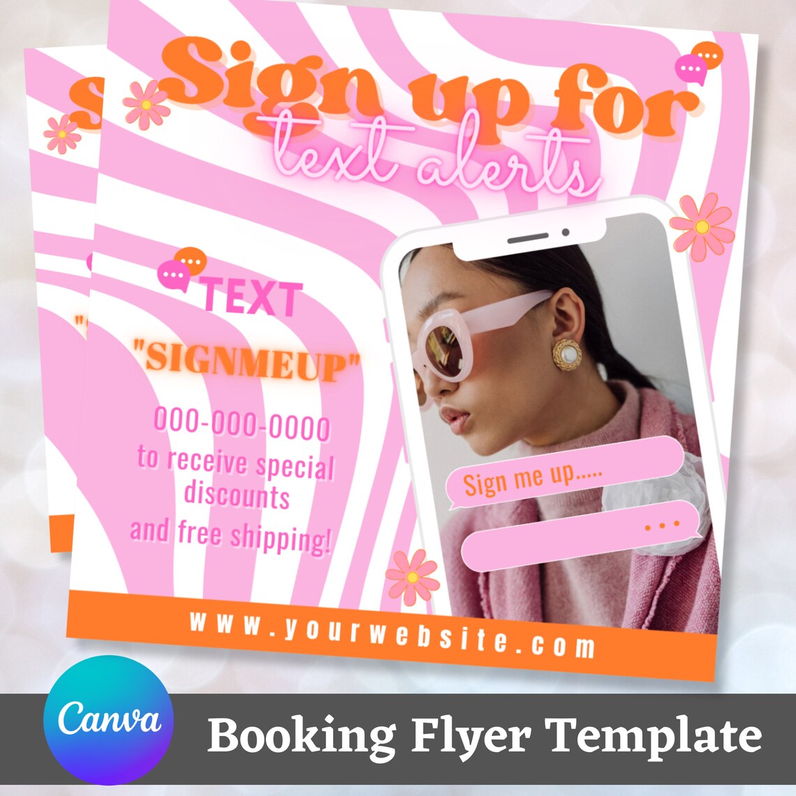 Sign up for Text Alert Retro Flyer Template, Groovy Branding Flyer ...
