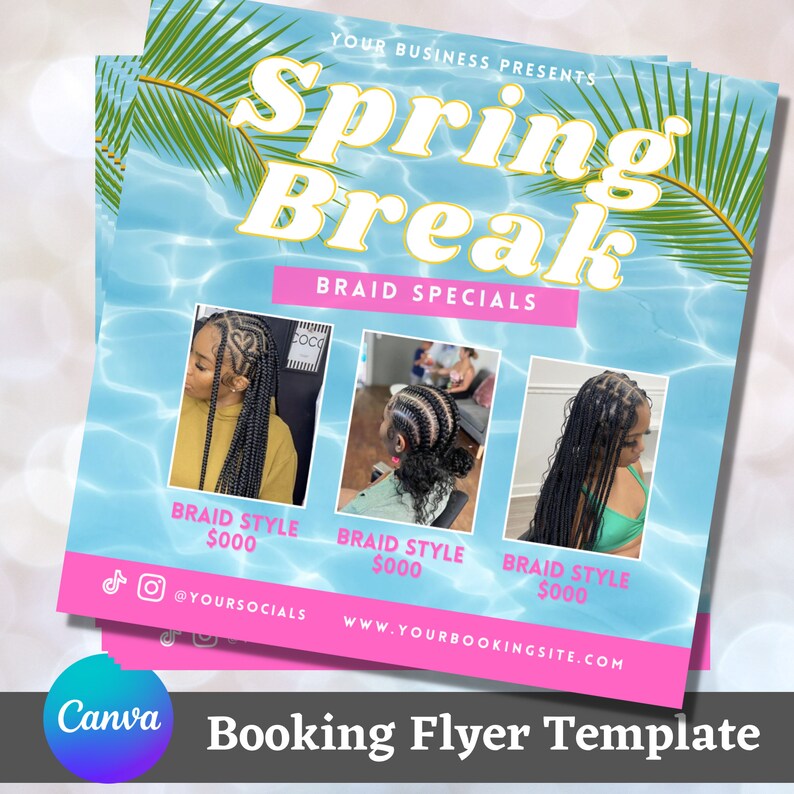 Spring Braids Specials Flyer Template, Social Media Engagement Canva ...