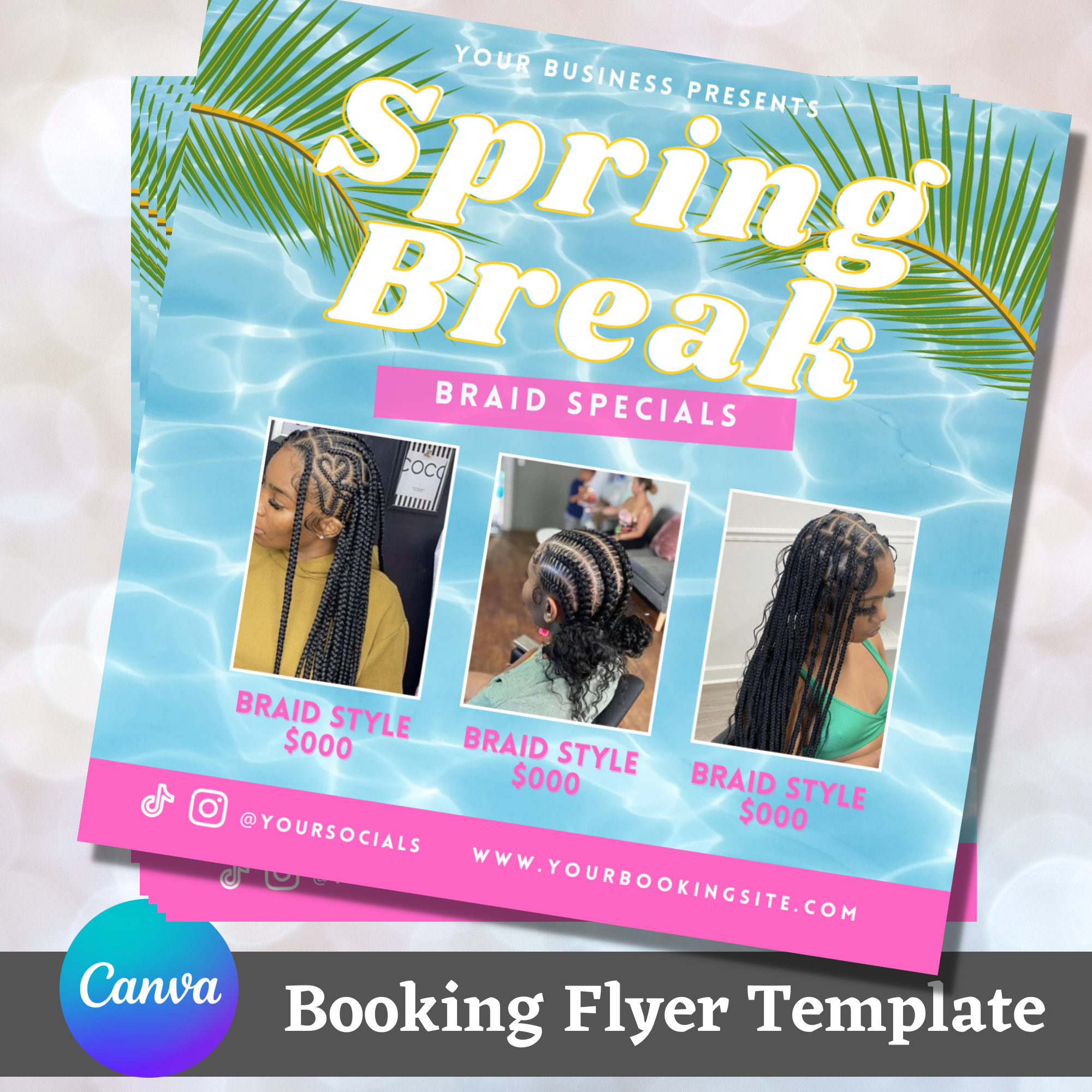 Spring Braids Specials Flyer Template, Social Media Engagement Canva ...