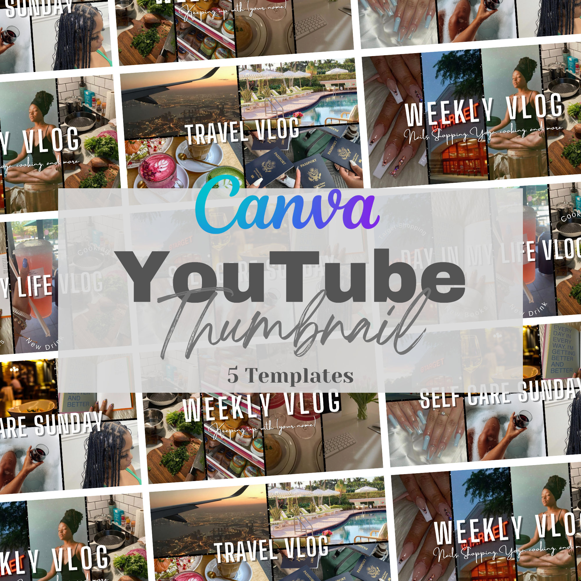 Youtube Thumbnail Bundle Templates, Youtube Channel Branding Kit ...