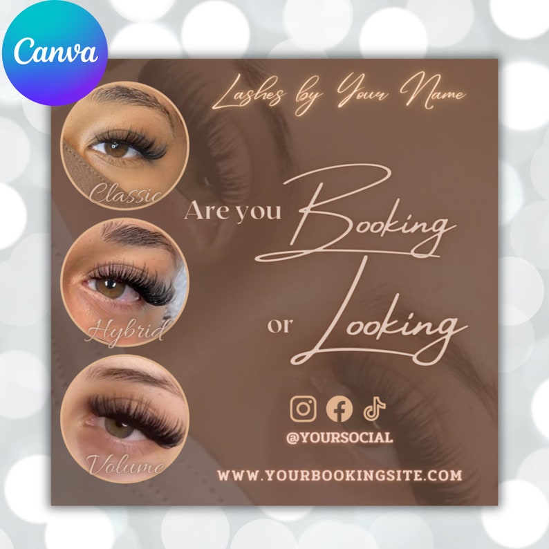 Lash Tech Booking Flyer Template, Canva Template, Lash Extensions ...