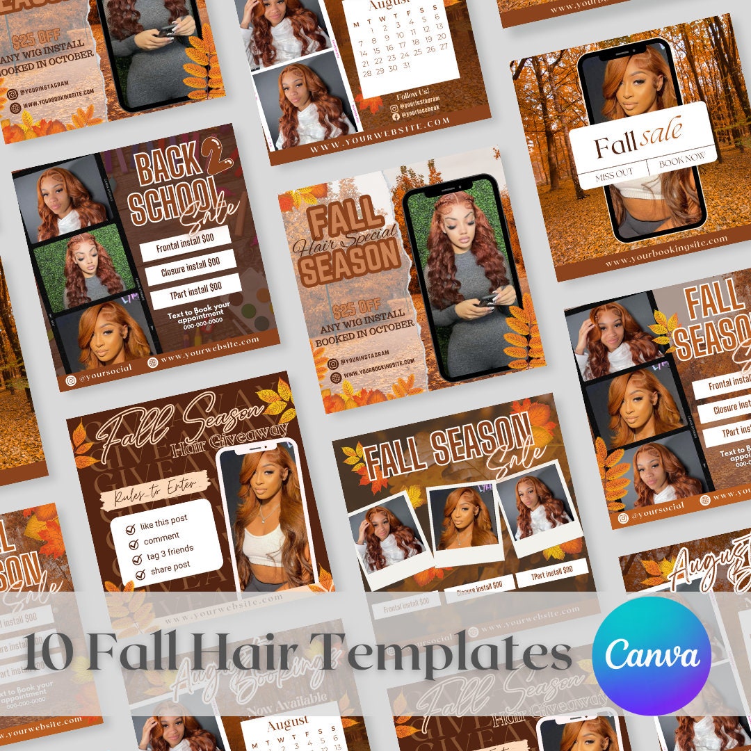 Fall Season Hair Flyer, DIY Instagram Template Design, Hair Flyer, Book ...