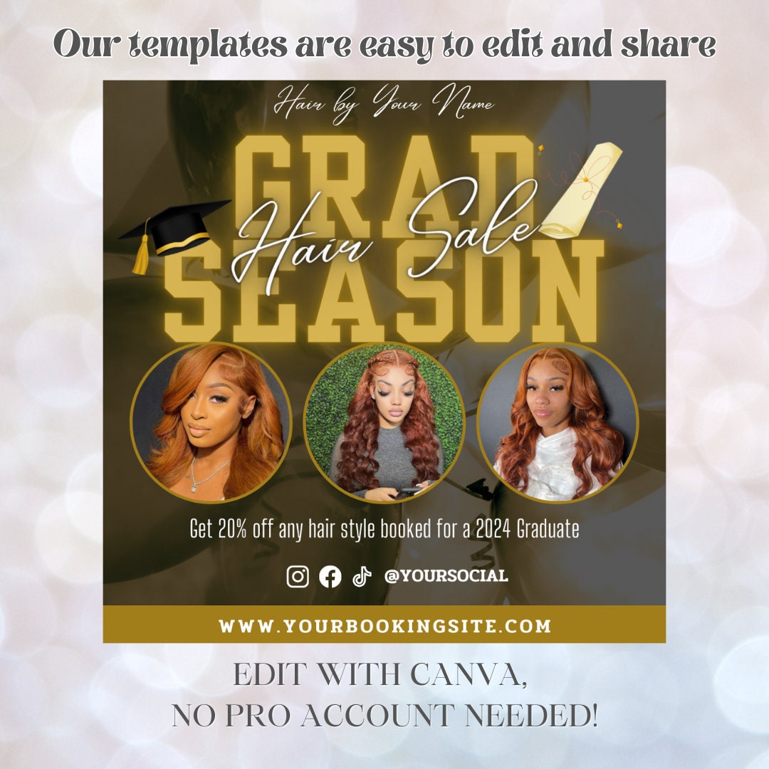 Graduation Flyer Template, 2024 Graduation Editable Flyer Invite, Hair ...