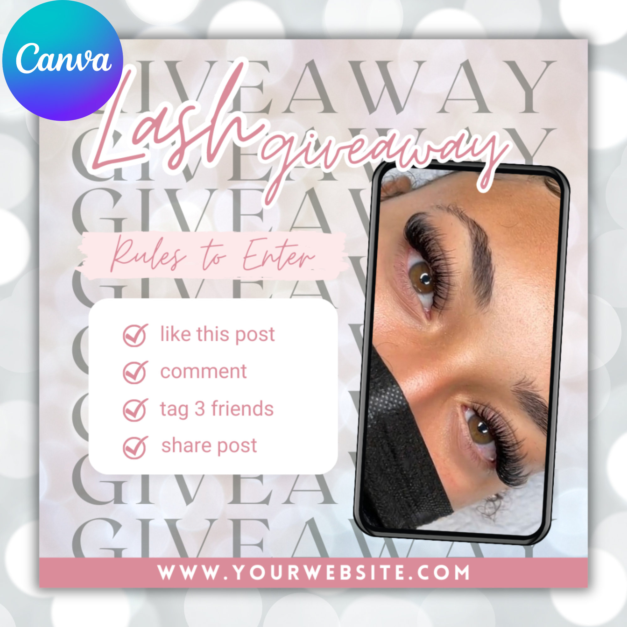 Lash Giveaway E-FLYER Template, Lash Extensions Giveaway, Social Media ...