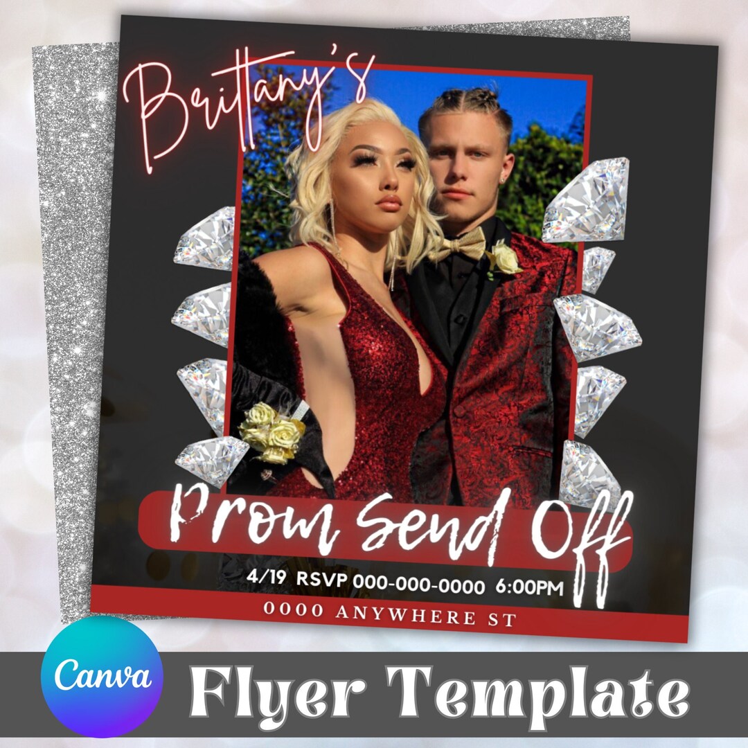 Prom Send off Invitation, Prom Invitation Template, Red Prom Party ...