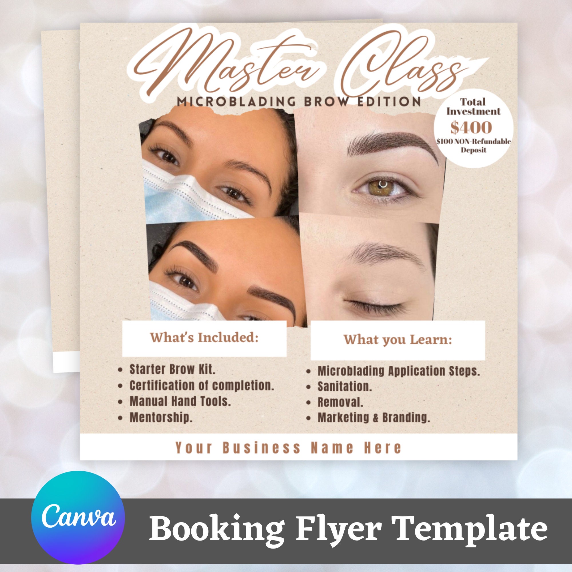 Brow Microblading Master Class Flyer Template, DIY Brow Class Flyer ...
