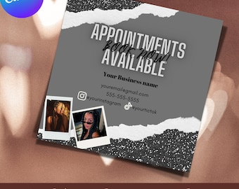 Editable Book Now Flyer DIY Appointments Available Booking - Etsy